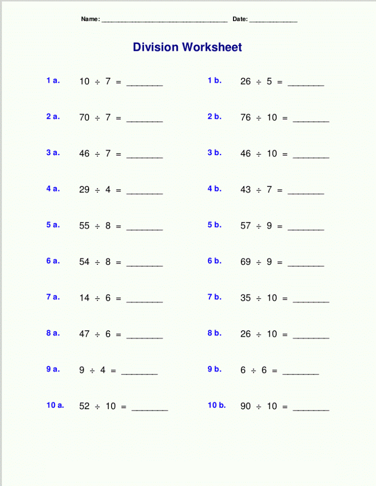 Division remainders 2to10